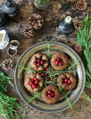 Mini Bundt Chestnut Loaf with Sage Gravy - Veggie Desserts
