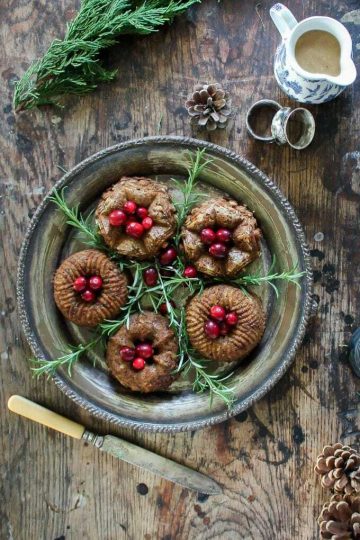 Mini Bundt Chestnut Loaf with Sage Gravy - Veggie Desserts