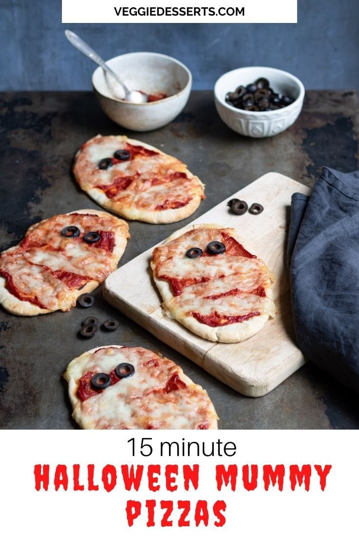 Pita Halloween Mummy Pizza - Veggie Desserts