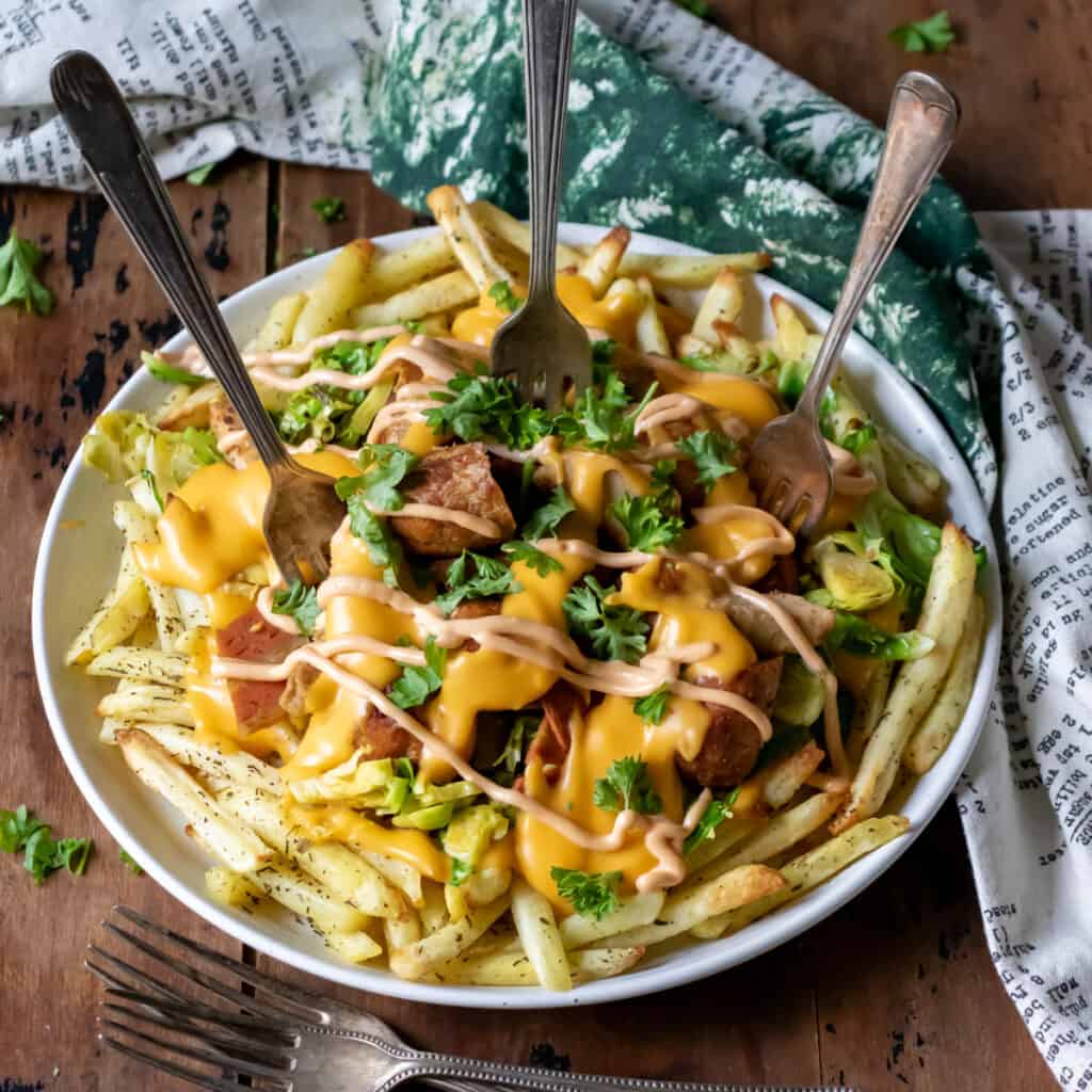Christmas Leftovers Loaded Fries - Veggie Desserts