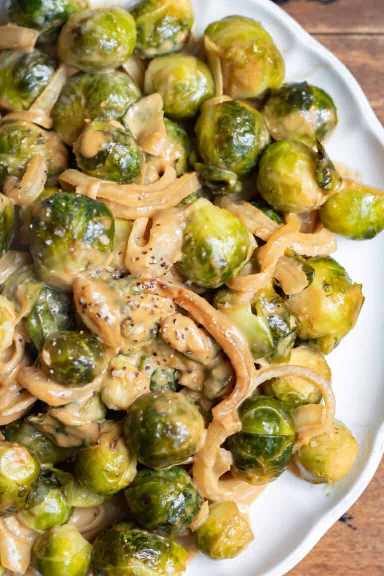 Creamy Miso Brussels Sprouts - Veggie Desserts