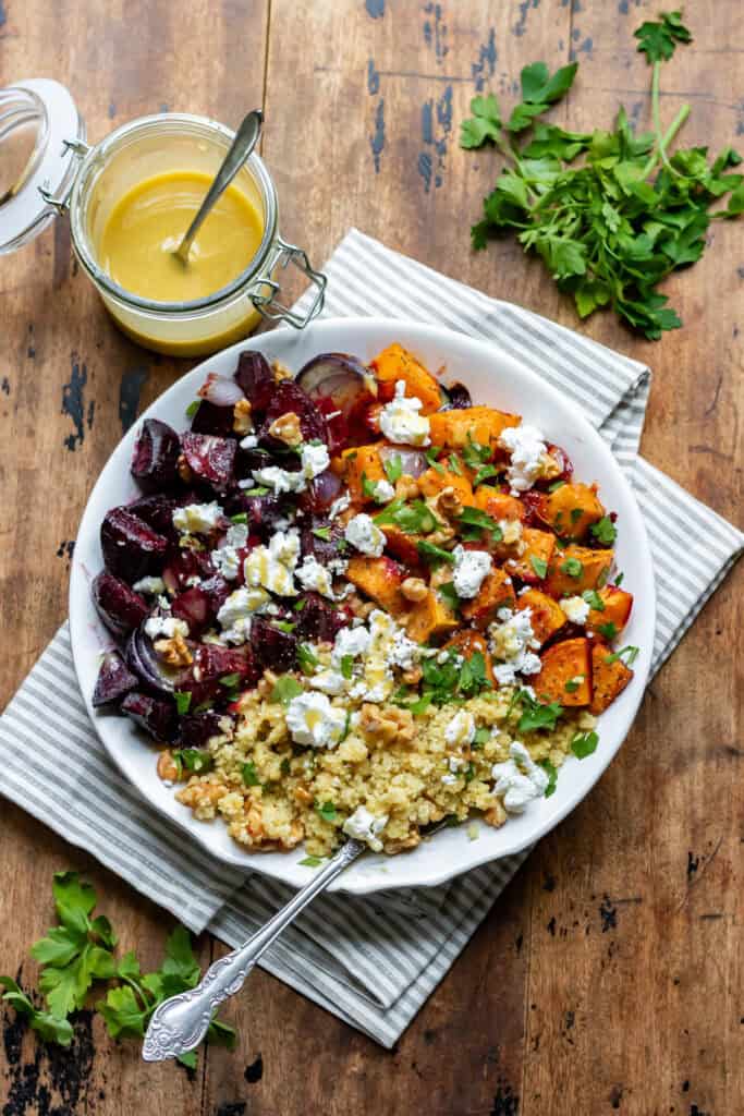 Roasted Beetroot Sweet Potato Salad - Veggie Desserts